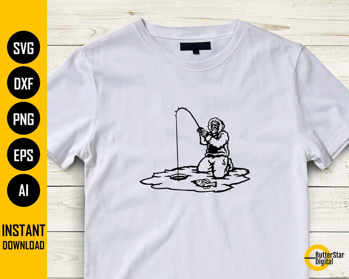Ice Fishing SVG | Winter Fishing Gift Drawing Stencil Vinyl Graphics ...