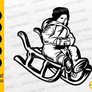 Sledding Kid SVG Winter SVG Snow Sleigh Illustration Drawing Decal ...