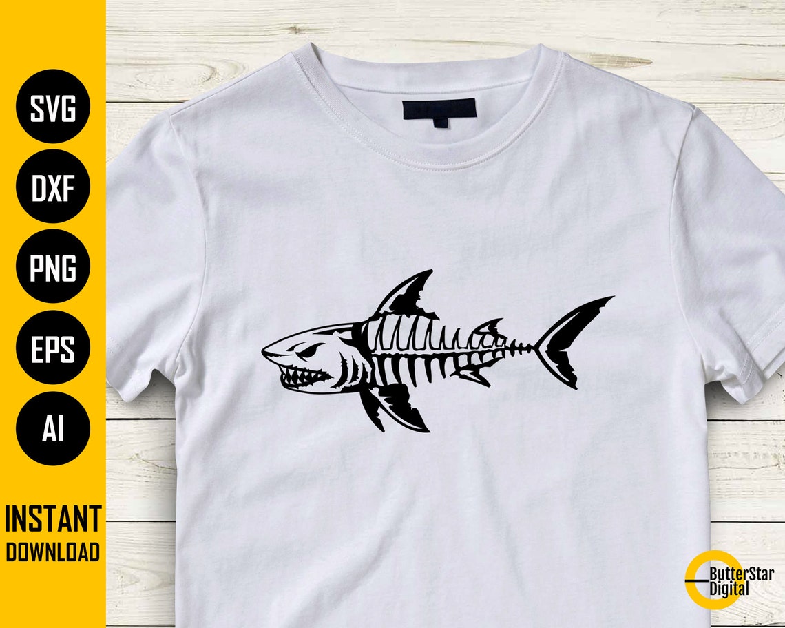 Shark Bones SVG Fish Skeleton SVG Marine Creatures SVG - Etsy