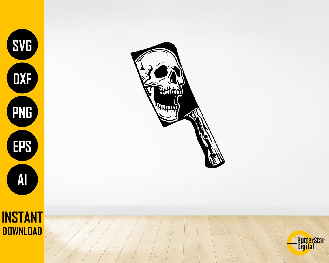 Skull on Butcher's Knife SVG | Cooking Shirt Decal Vinyl Tattoo ...