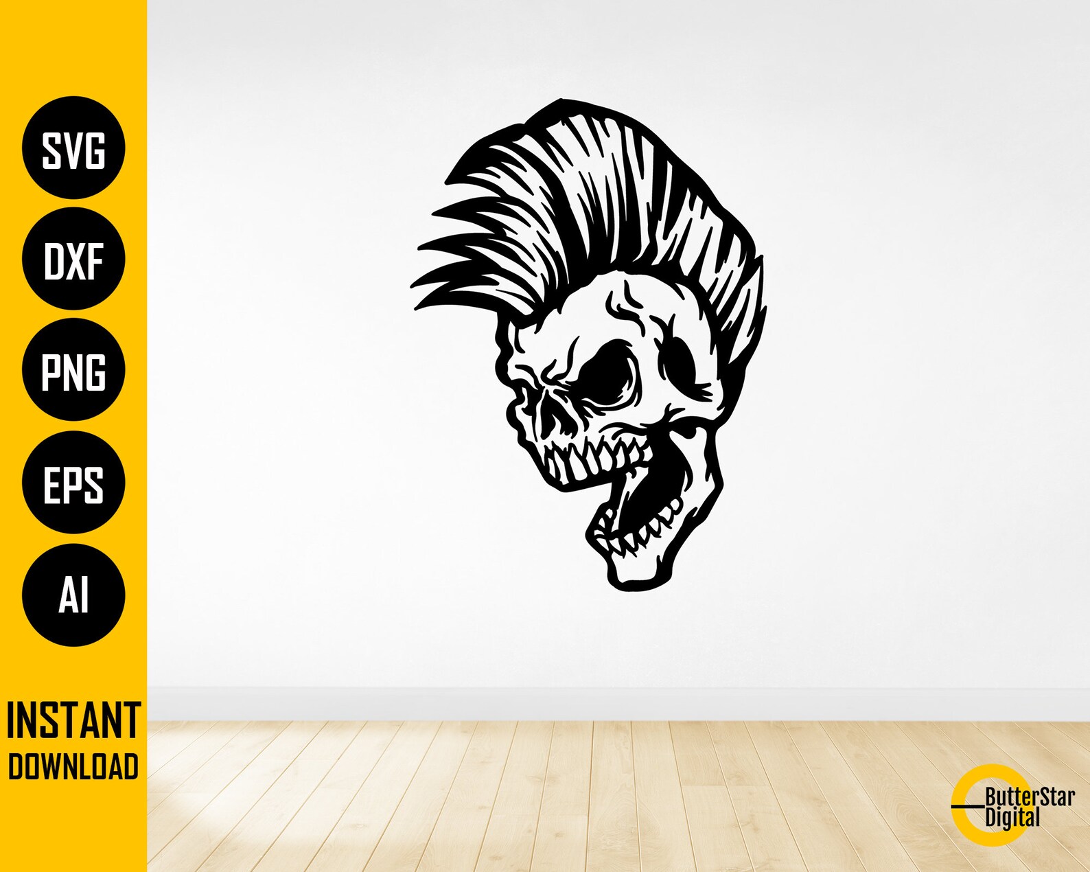 Mohawk Skull SVG | Punk Rock SVG | Skeleton SVG | Goons Gang Gangster ...