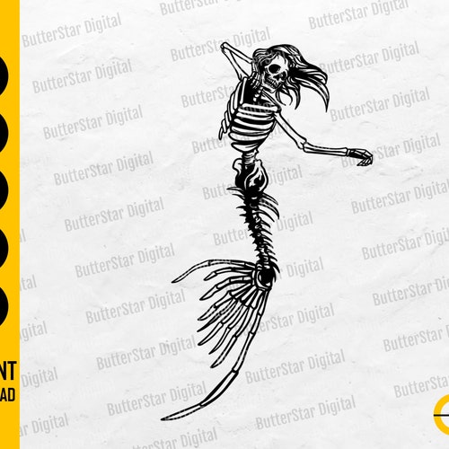 Mermaid Skeleton SVG Gothic Mermaid SVG Sea Monster SVG | Etsy
