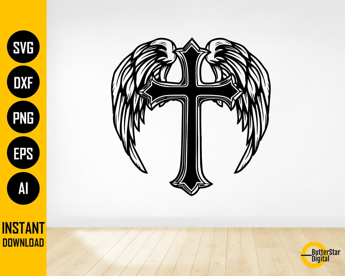 Cross With Wings SVG Heaven SVG Angel SVG Religious - Etsy