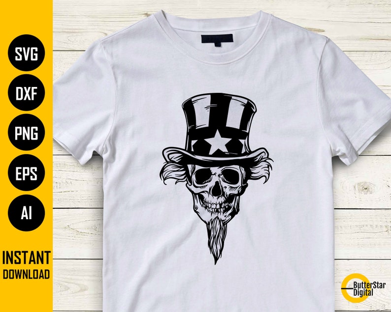 Skull Uncle Sam SVG Patriotic SVG USA T-shirt Tattoo Logo | Etsy