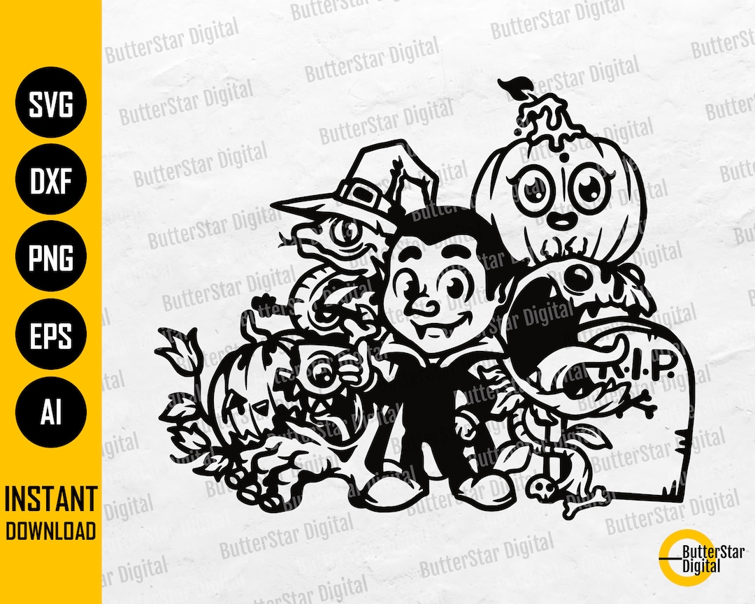 Halloween Crew SVG | Cute Monsters Squad SVG | Creepy Creatures SVG ...