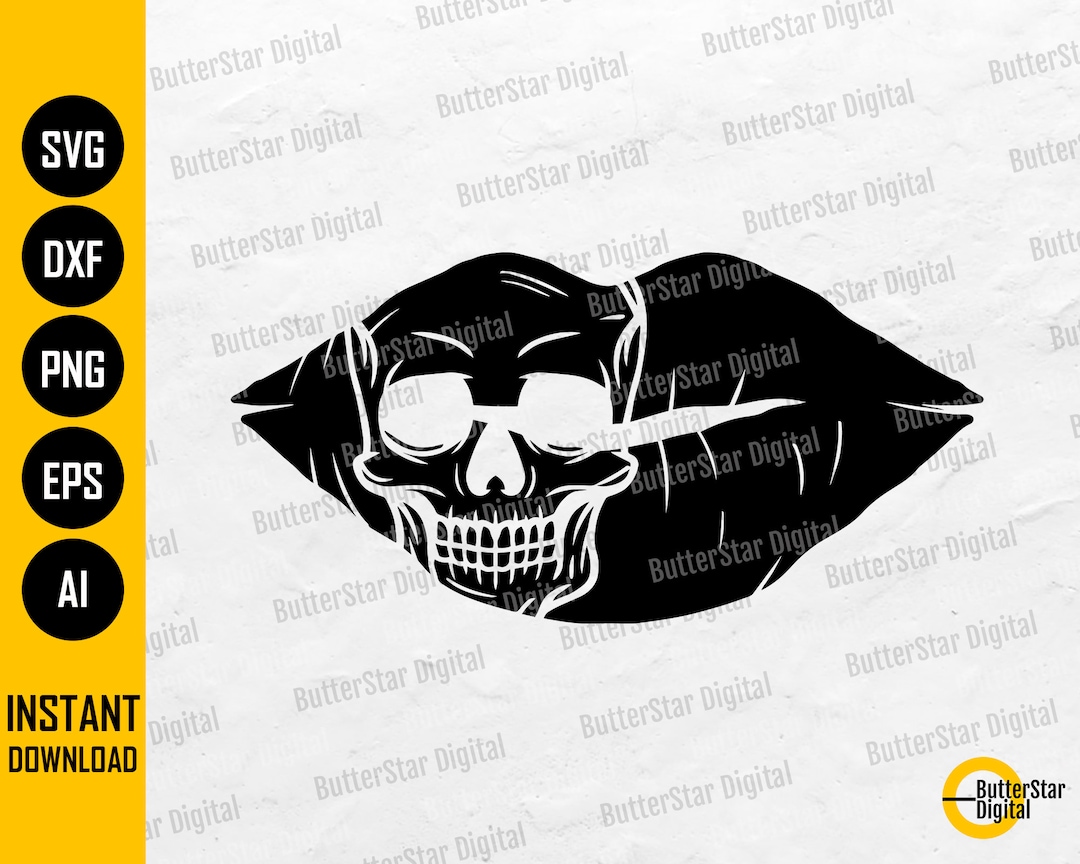 Lips Skull SVG | Kiss SVG | Mouth SVG | Gothic Decal T-shirt Sticker ...