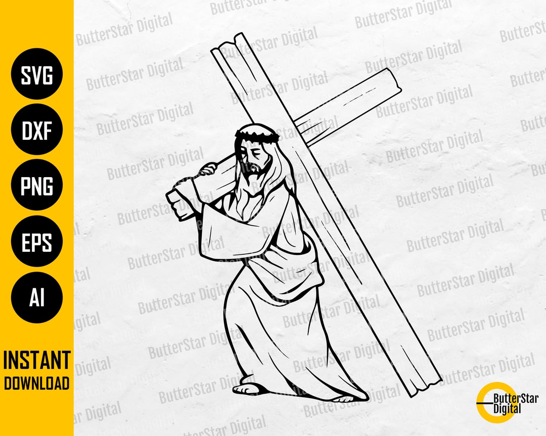 Jesus Carries Cross SVG | Crucifixion SVG | Religious Christian Faith ...