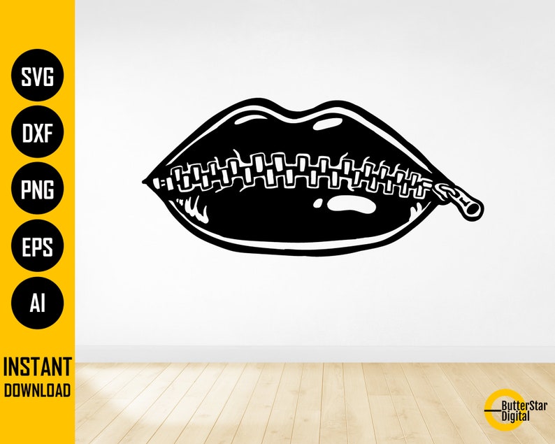 Zipped Lips SVG Zipper SVG Discrete Quiet Silent Hush - Etsy