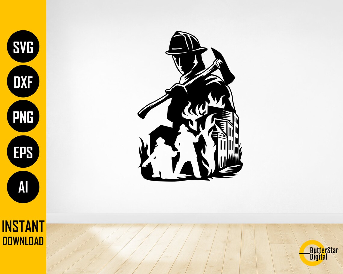 Firefighter SVG Fireman SVG Fire Fighter T-shirt Decal - Etsy