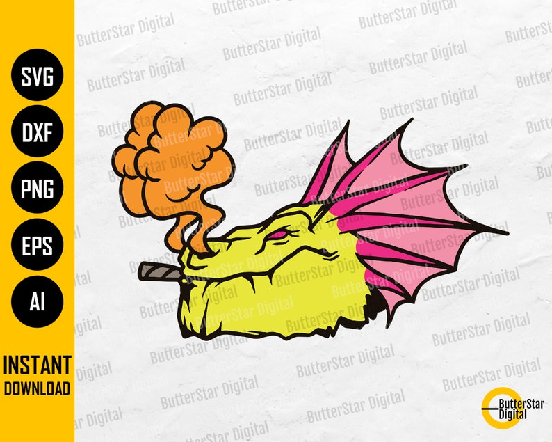 Cannabis Dragon SVG Smoking Marijuana Joint SVG Smoke Weed - Etsy