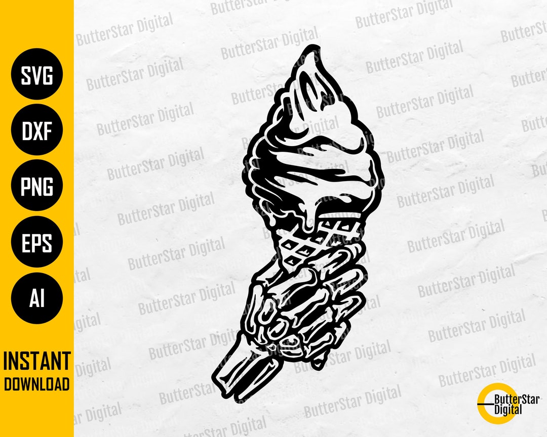 Skeleton Hand Holding Ice Cream SVG | Summer Decal T-shirt Sticker ...
