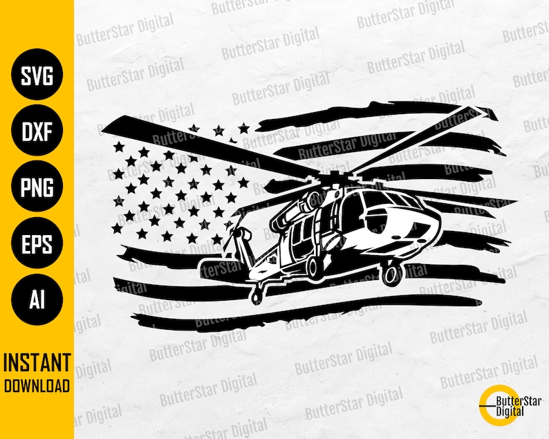 US Black Hawk SVG Helicopter Svg USA Army Military Decal | Etsy