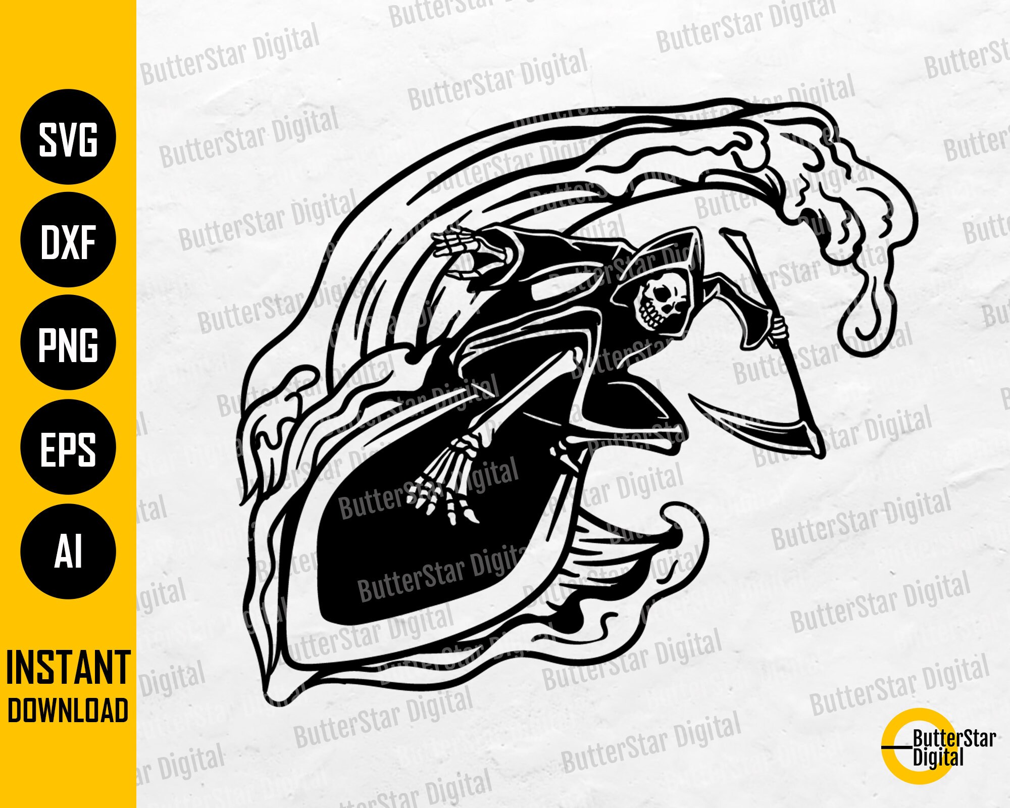 Grim Reaper Surfing SVG Surf Waves Fun Hawaiian Sea Ocean - Etsy