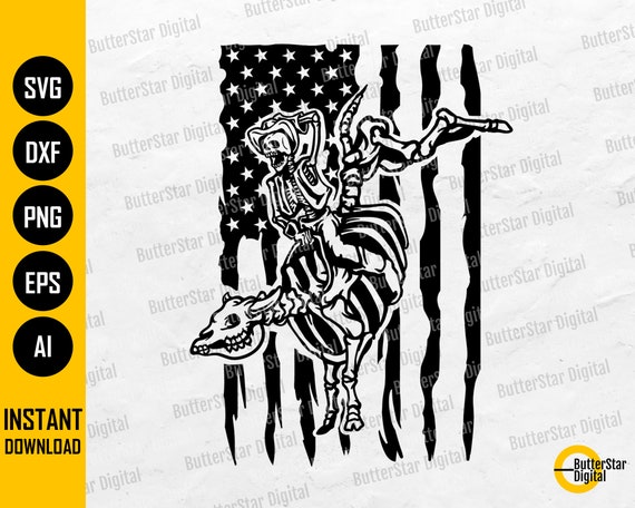 US Rodeo Skeleton SVG American Bull Rider SVG Cowboy - Etsy