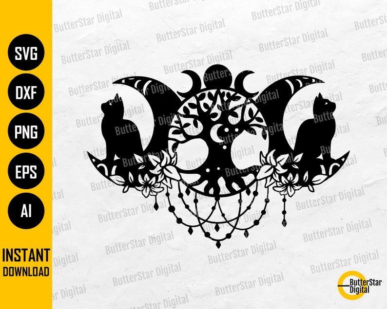 Gothic Tree of Life SVG Witch Cat SVG Witchcraft SVG - Etsy