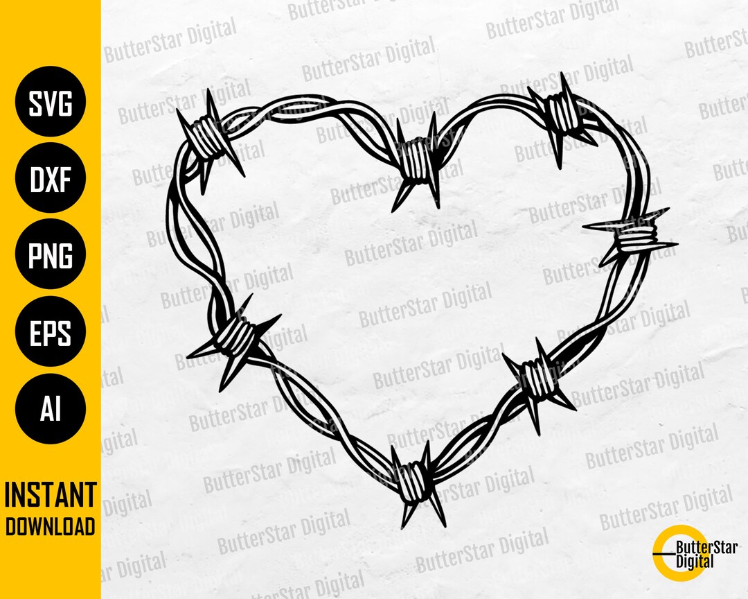 Barbed Wire Heart SVG | Love Decal T-shirt Sticker Art Vinyl Stencil ...