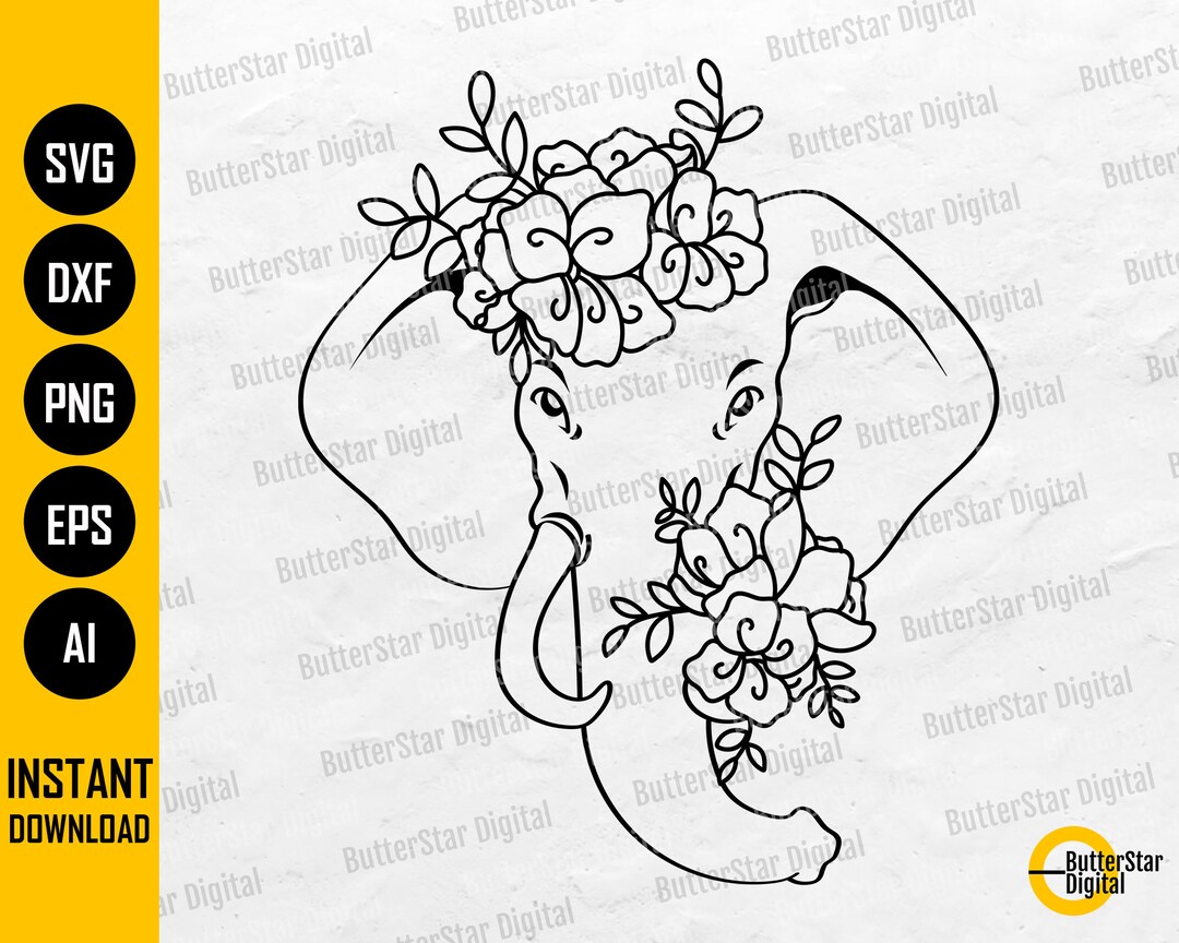Floral Elephant SVG | Wildlife SVG | Cute Animal Decals T-shirt ...