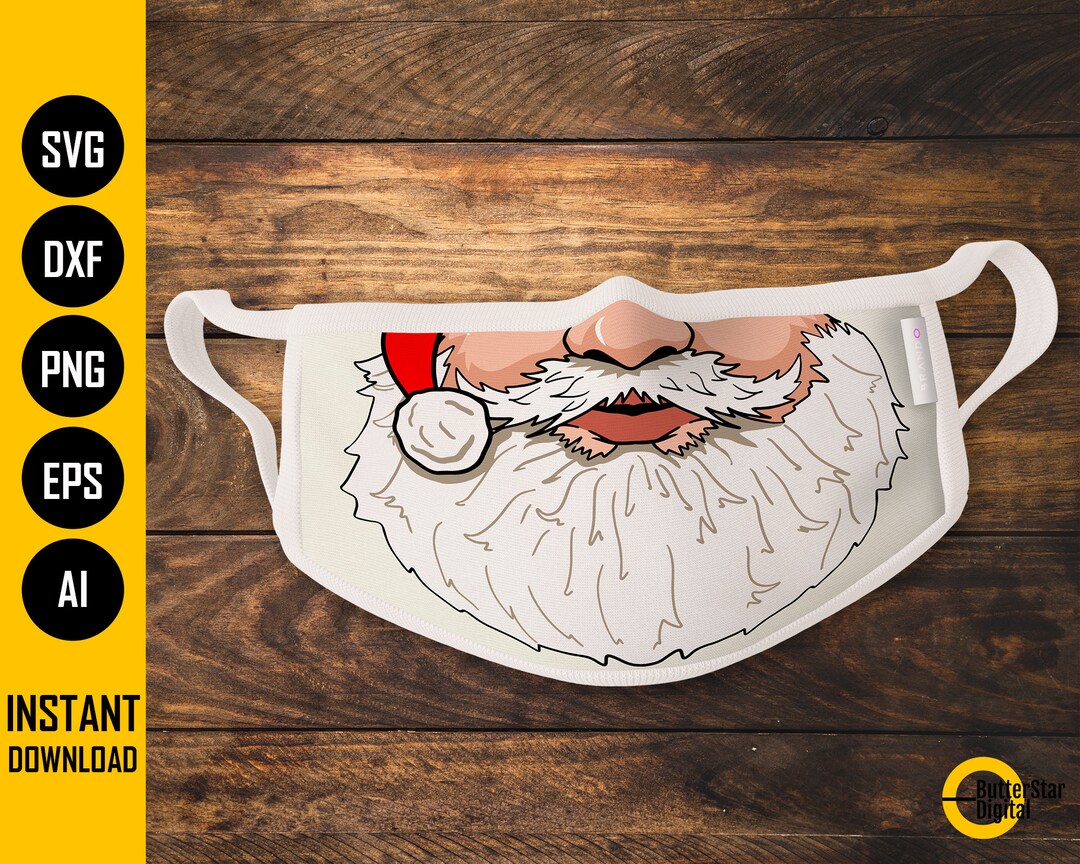 Santa Claus Face Mask SVG Christmas Facemask Holiday Mouth - Etsy