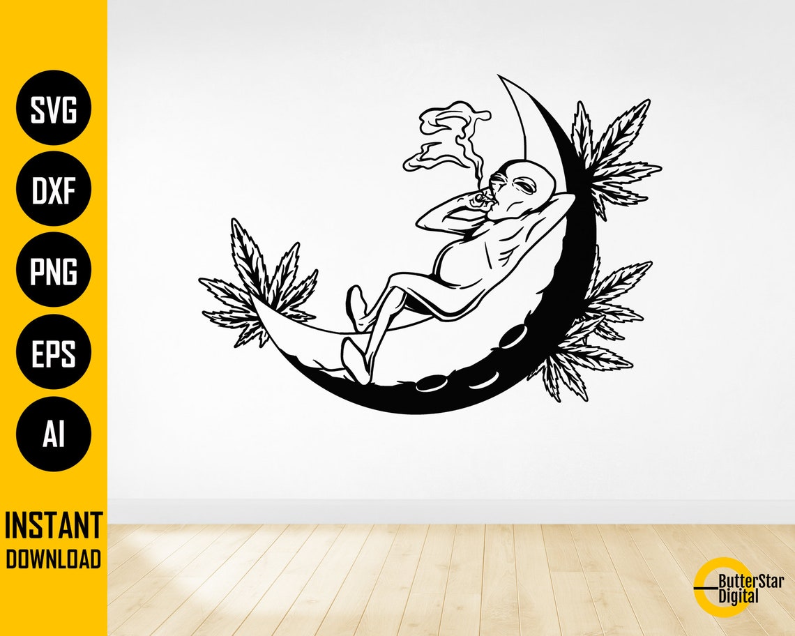 Alien Smoking Weed SVG Smoke Cannabis Joint SVG Marijuana - Etsy