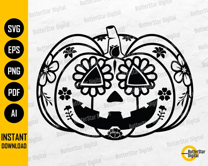 Jack O'lantern Sugar Skull SVG Halloween Pumpkin - Etsy