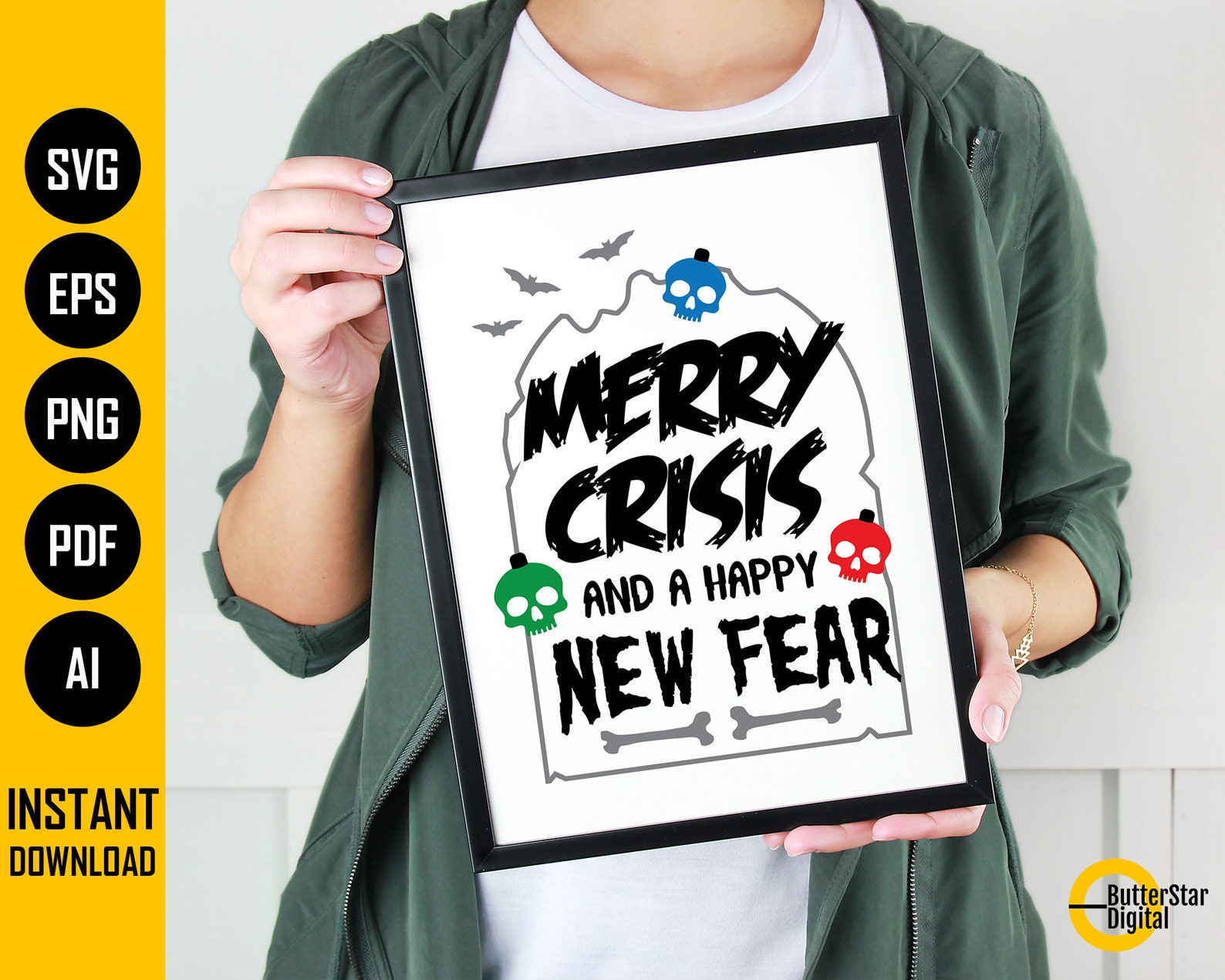 Merry Crisis and A Happy New Fear SVG | Merry Xmas and Happy New Year ...