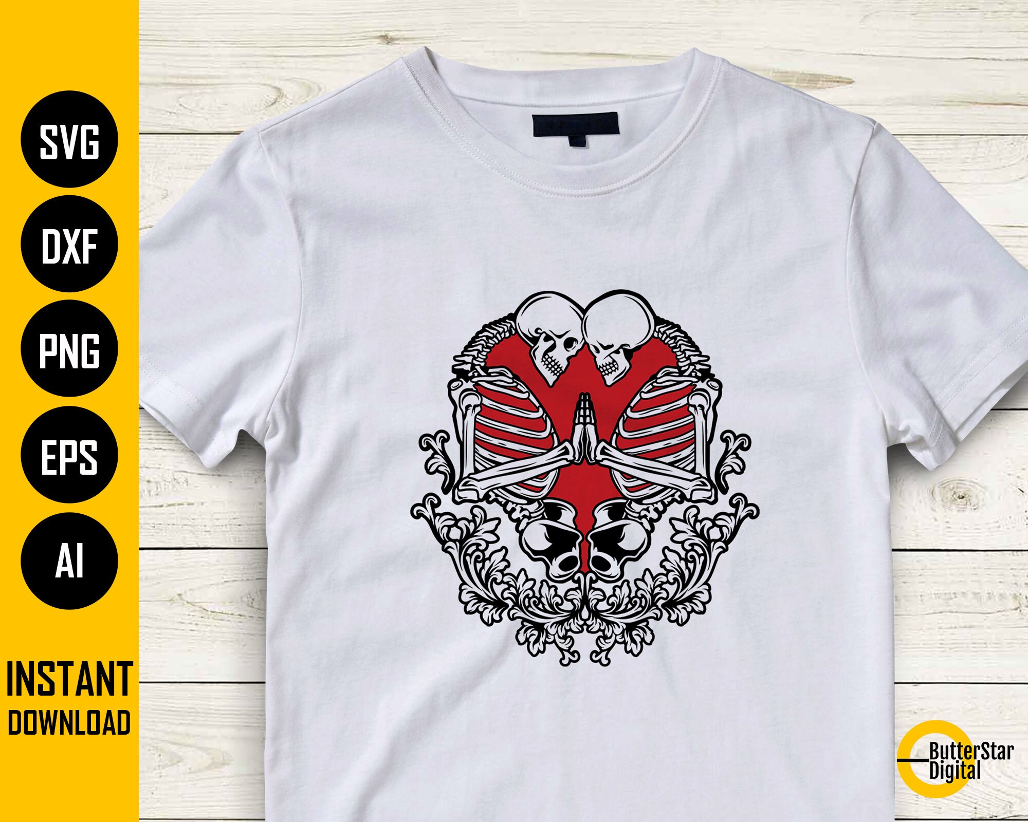 Skeleton Lovers Heart SVG | Dead Love SVG | Gothic Decal T-shirt ...