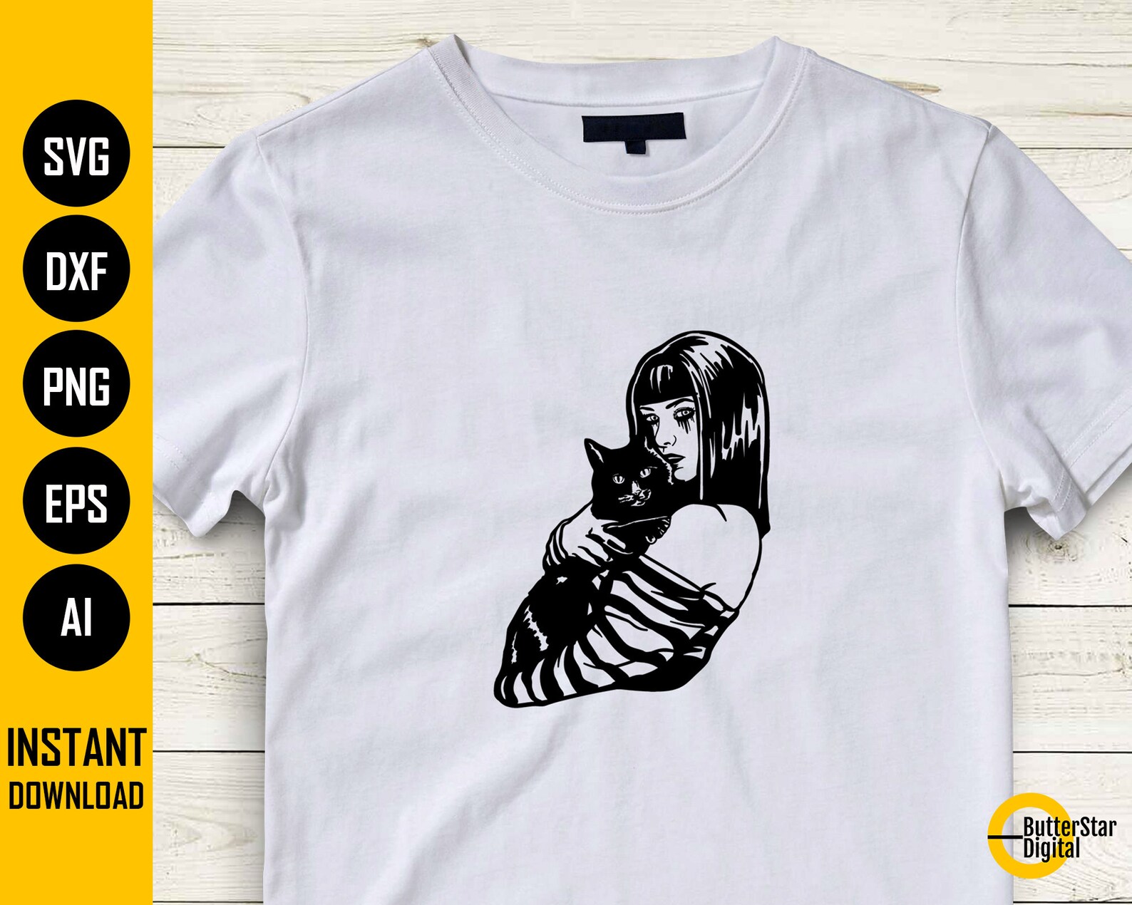 Goth Girl With Cat SVG Gothic Woman SVG Pagan SVG Witch - Etsy