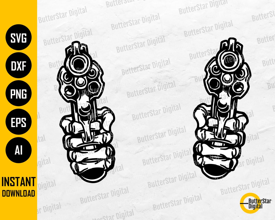 Skeleton Hands Holding Guns SVG | Pistols SVG | Weapons Firearms Kill ...