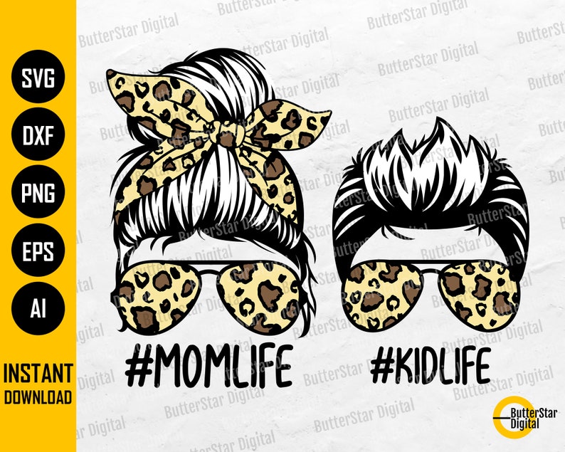 Mom Life Kid Life SVG Momlife SVG Kidlife Svg Leopard SVG - Etsy
