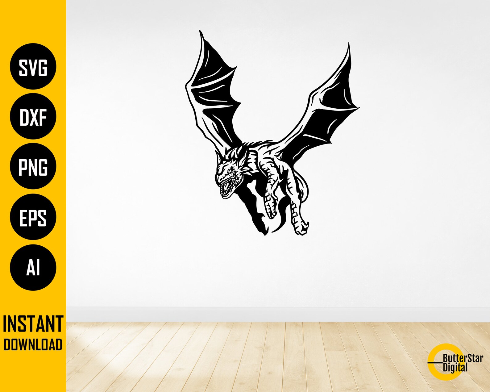 Flying Dragon SVG Scary Mythical Beast SVG Medieval SVG - Etsy