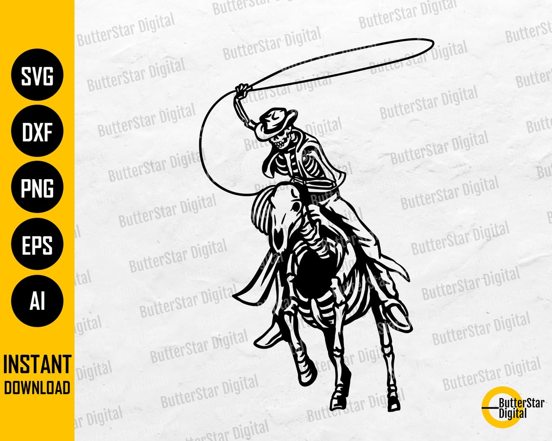 Skeleton Cowboy Lassoing SVG | Lasso SVG | Western Decals T-shirt ...