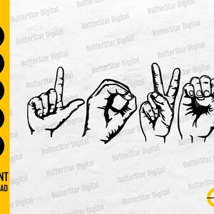 LOVE Hand Signs SVG | Cute Tattoo Decal Symbol T-shirt Sticker Graphic ...