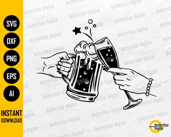 Beer and Champagne Toast SVG Cheers SVG Party SVG | Etsy