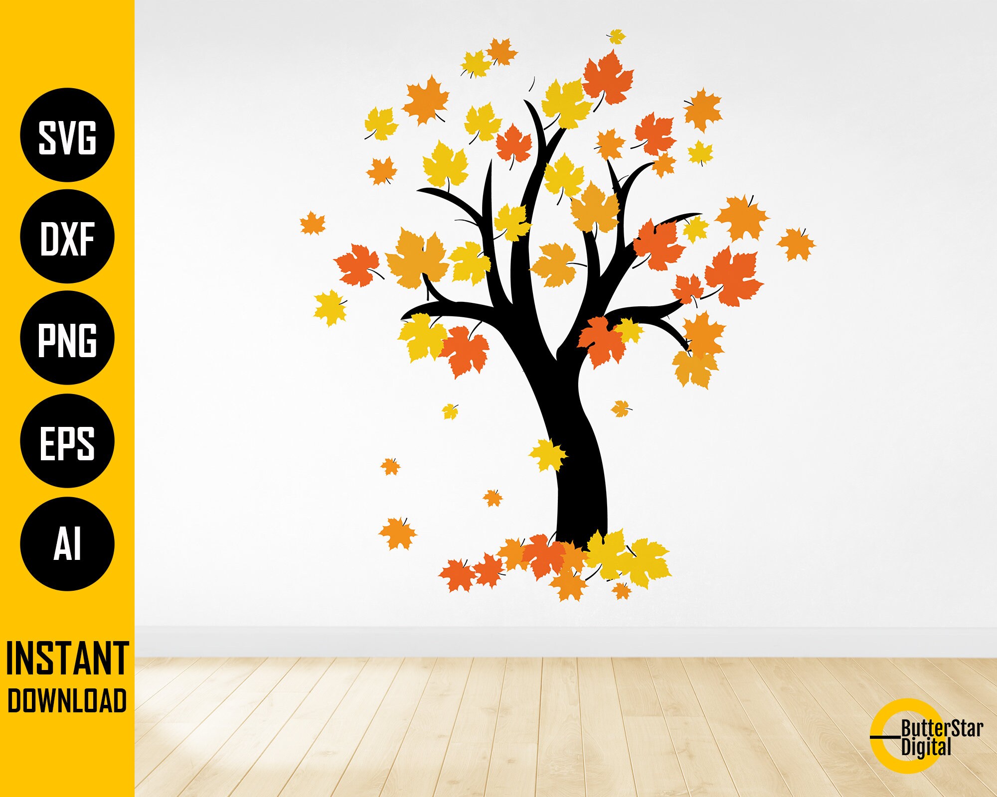 Autumn Tree SVG Fall Leaves SVG Thanksgiving Decor | Etsy
