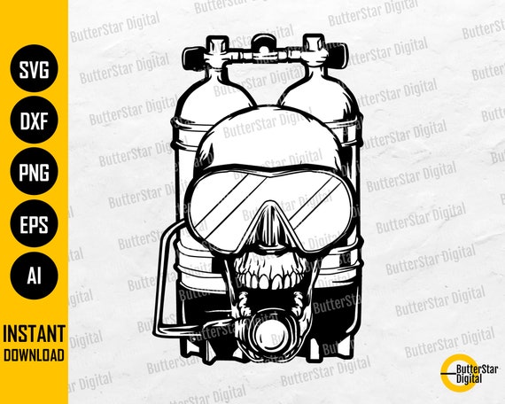 Skull Diver SVG Scuba Dive SVG Skeleton Diving T-Shirt | Etsy