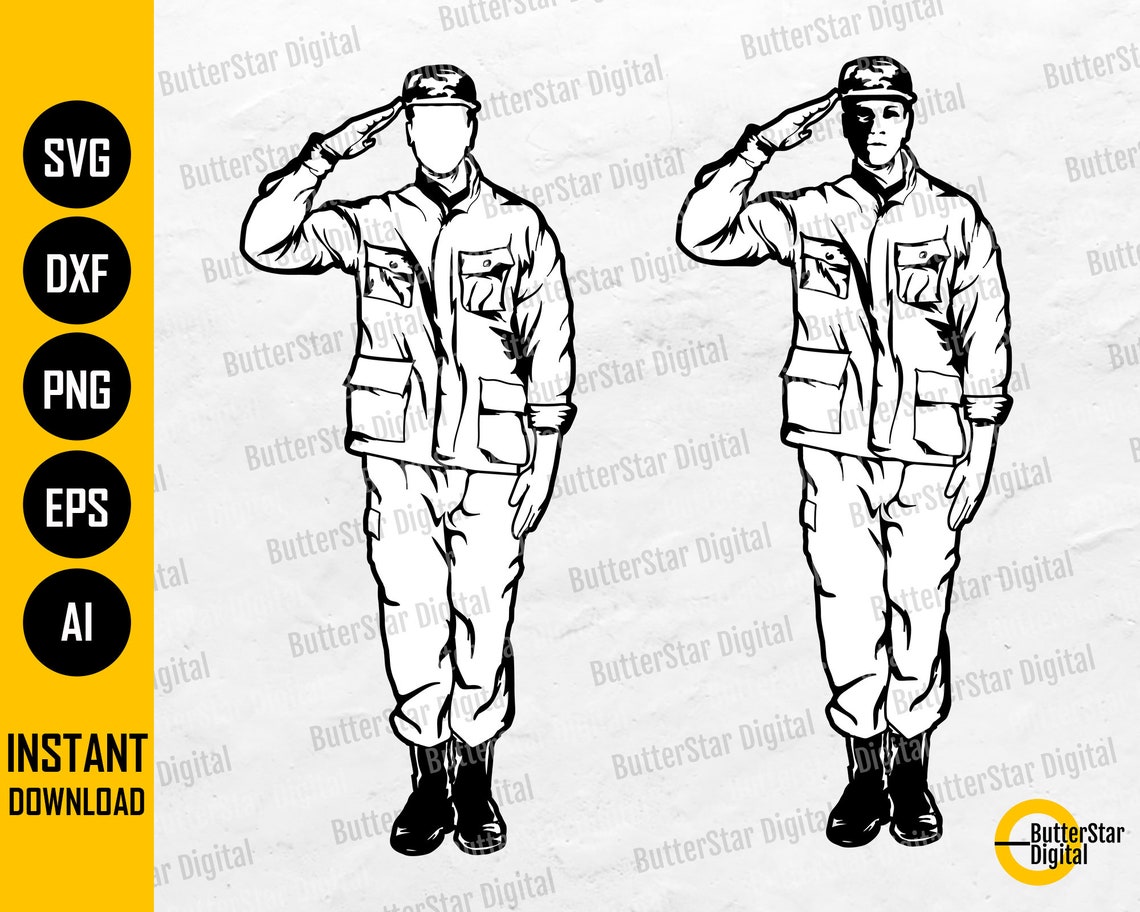 Soldier Salute SVG Marine Saluting SVG Army SVG Military - Etsy