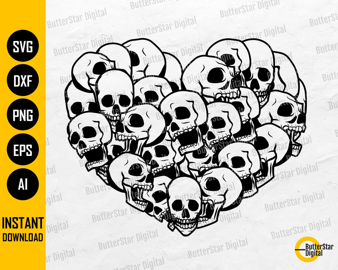 Skull Heart SVG Love SVG Gothic T-shirt Decal Tattoo Graphics Design ...