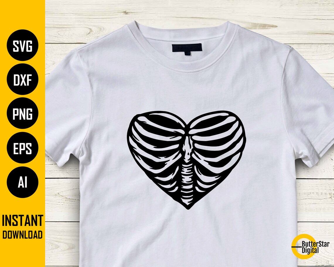 Ribcage Heart SVG | Skeleton SVG | Gothic Love Shirt Vinyl Stencil ...