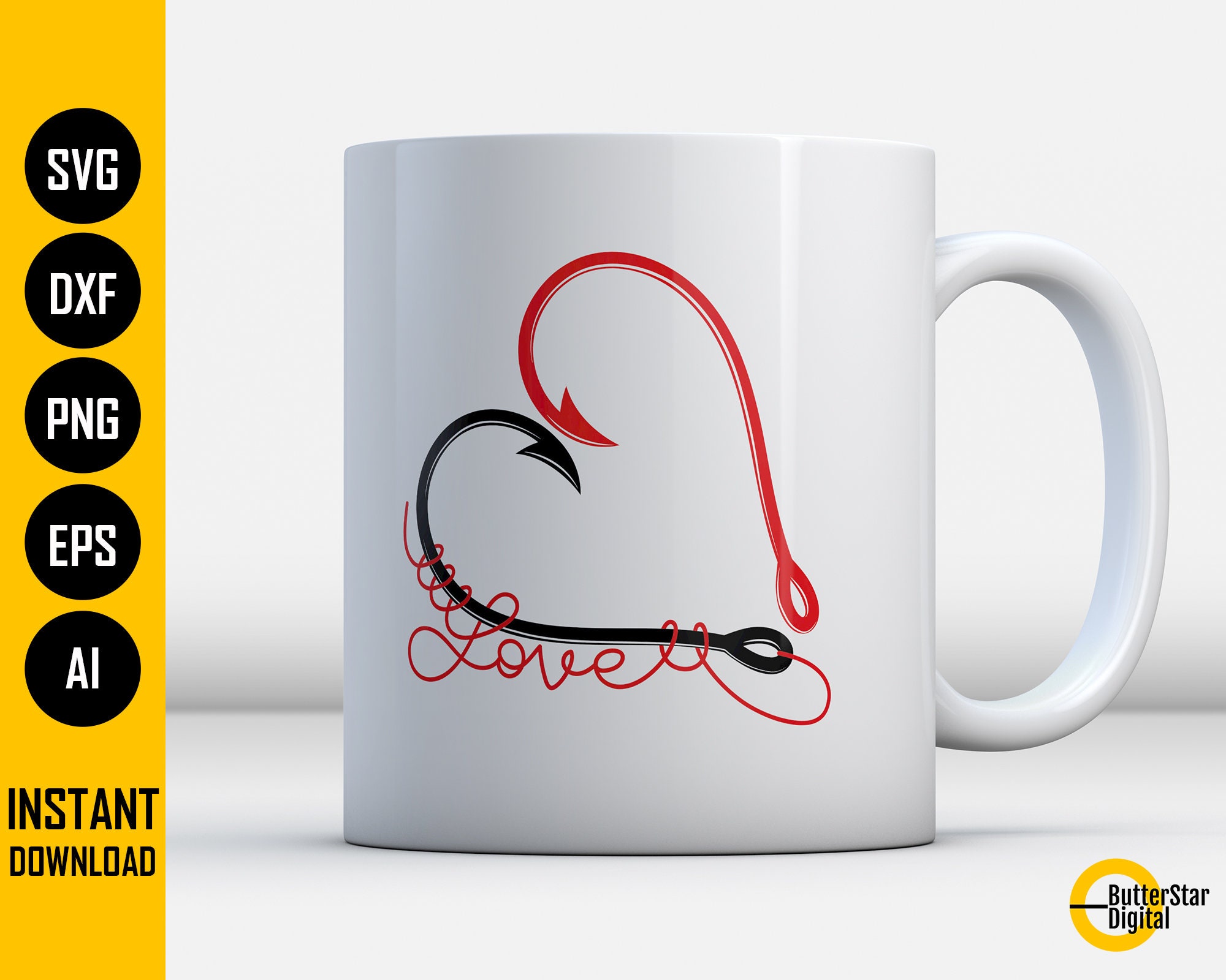 Fishing Love SVG Fish Hook Heart Fisherman Shirt Gift Mug - Etsy