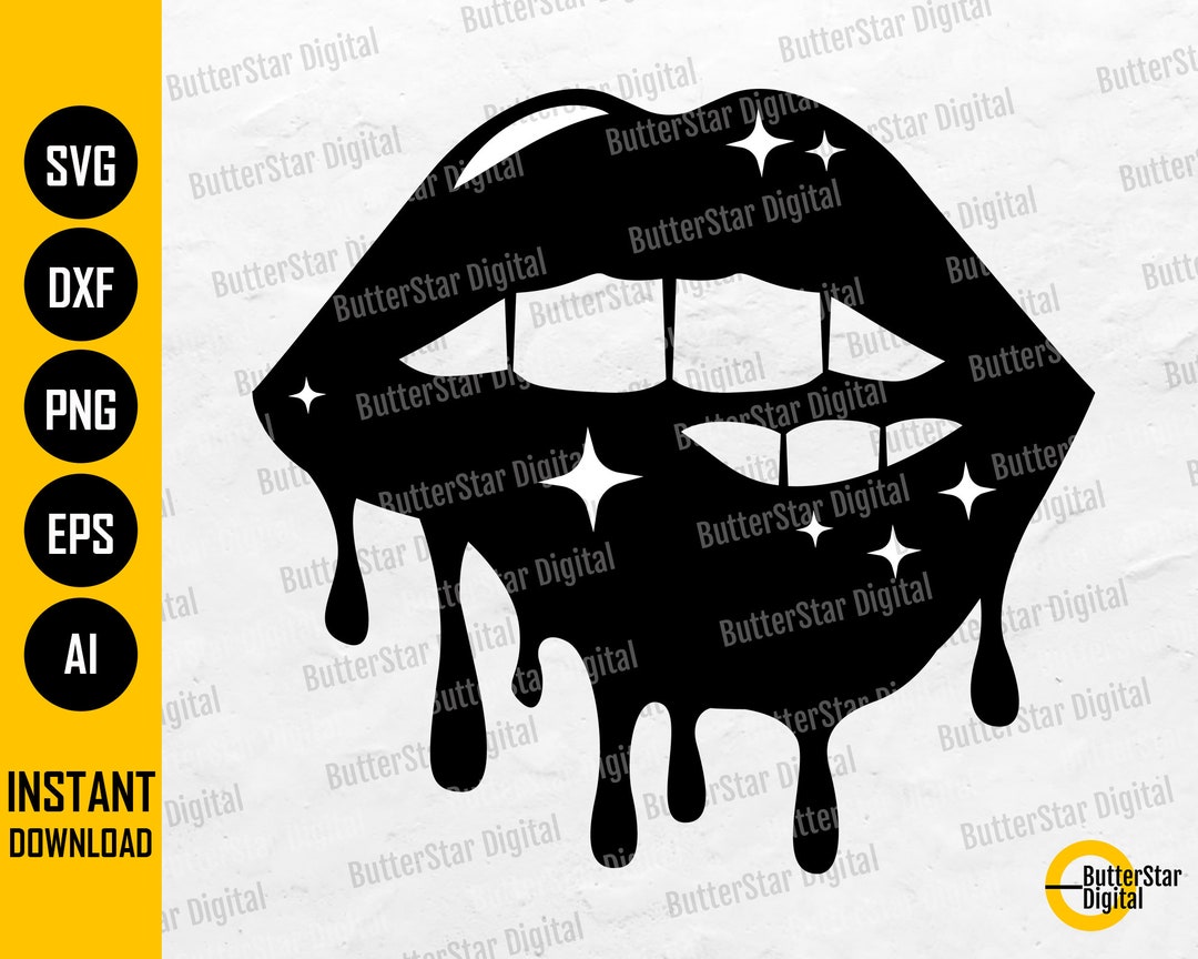 Dripping Lips SVG | Lip Bite SVG | Sexy Mouth Decal T-shirt Sticker ...