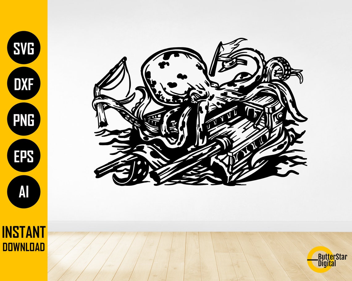 Kraken SVG | Tentacles SVG | Ocean Sea Monster Wall Art Vinyl Decal ...