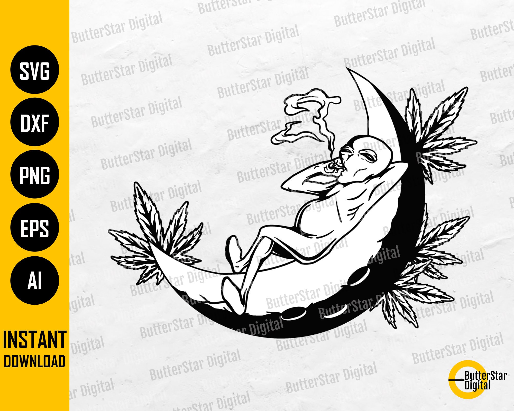 Alien fumar marihuana SVG / Fumar cannabis joint SVG / - Etsy México