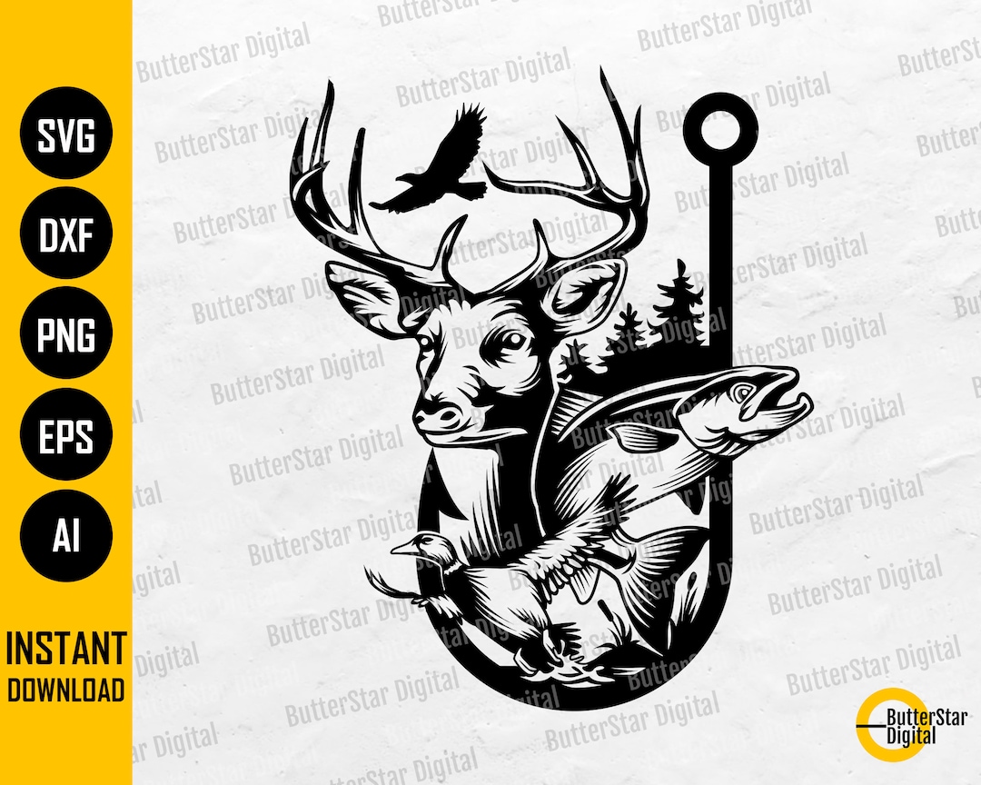 Outdoor Hunting SVG | Fish Hook SVG | Duck Hunt SVG | Deer Hunter T ...