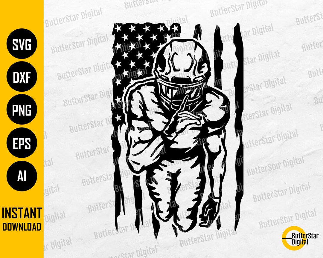 American Football Player SVG | US Sports T-shirt Decal Sticker Graphics ...