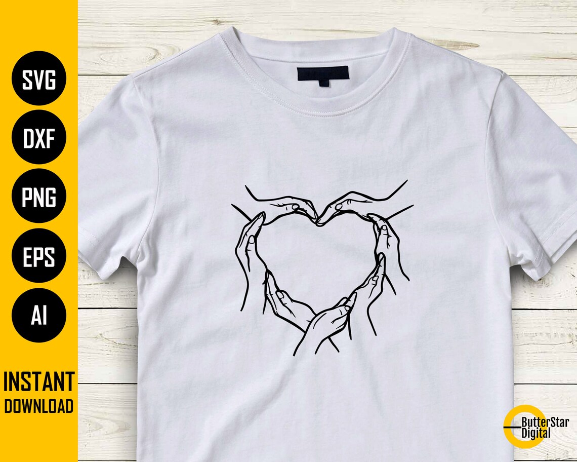 Group Heart Hands Sign SVG | Cute Love Decal T-shirt Sticker Art ...