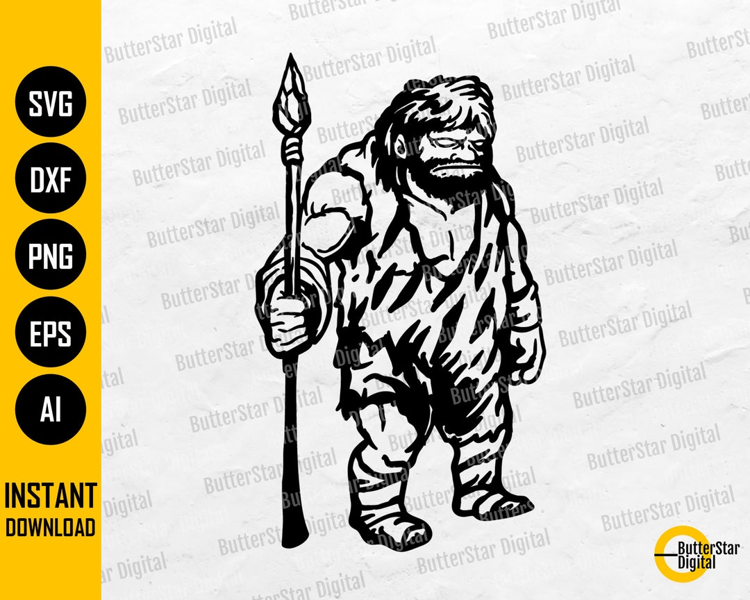 Caveman With Spear SVG | Cave Man SVG | Primitive SVG | Cricut Cut ...