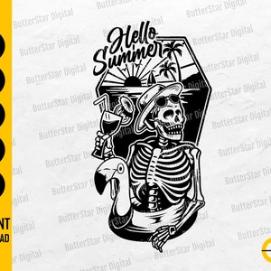 Hello Summer Funny Skeleton SVG | Summertime Decal T-shirt Sticker ...