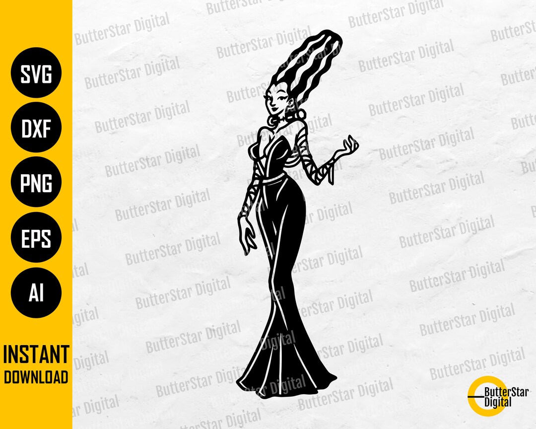 Bride of Frankenstein SVG Cute Halloween T-shirt Vinyl Graphics Cricut ...