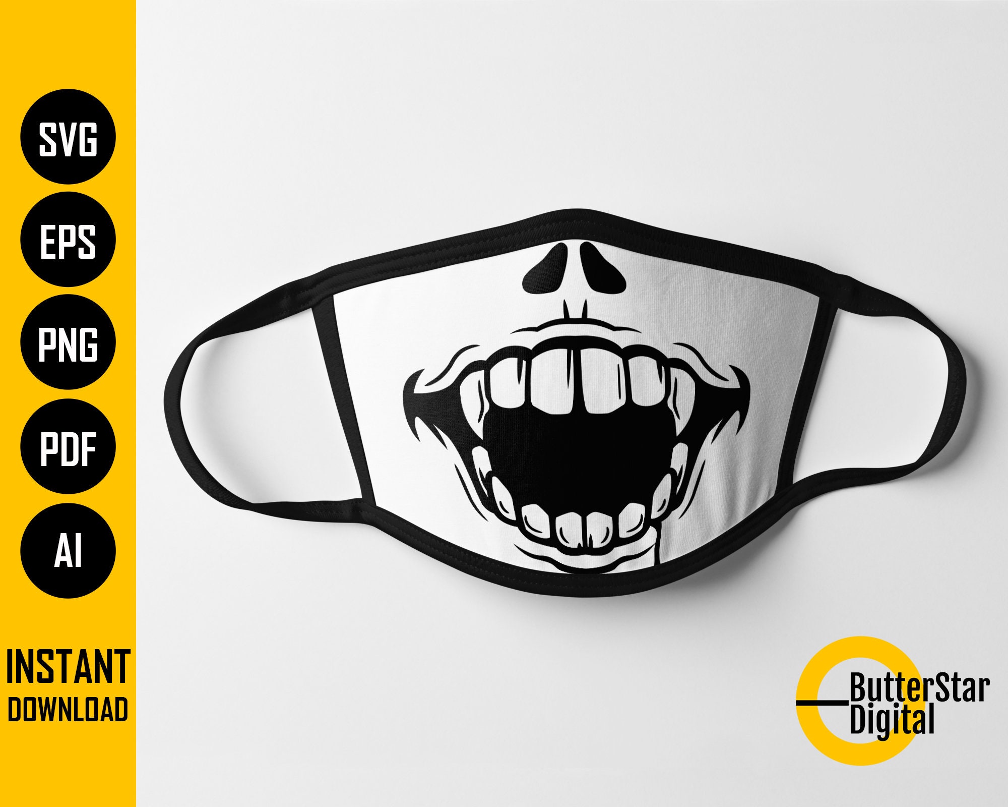 Fangs BUNDLE Face Mask SVG Scary Horrifying Teeth Facemask | Etsy