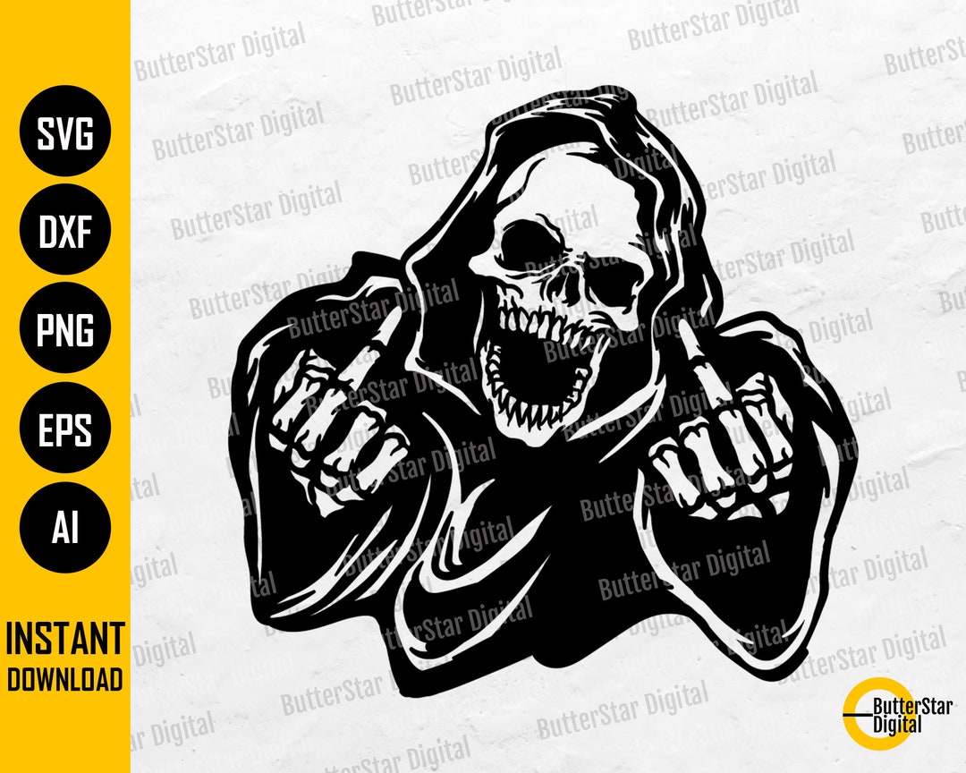 Grim Reaper Middle Finger SVG Death SVG Horror T-shirt Decal Graphics ...